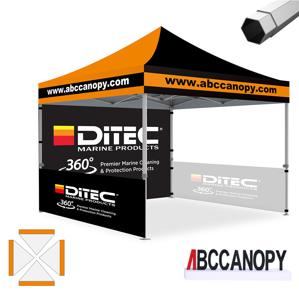 ABCCANOPY 10x10 Custom Canopy Tent with 2 Half Walls - S1, S2, S3 | ABCCANOPY