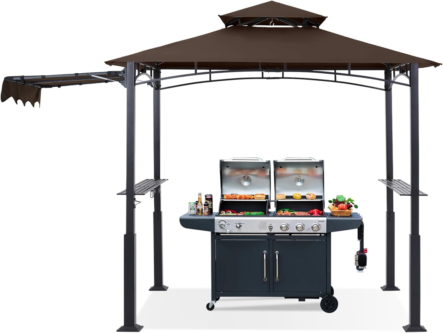 ABCCANOPY 5x8 Outdoor Grill Gazebo with Extra Awning BBQ Canopy with L